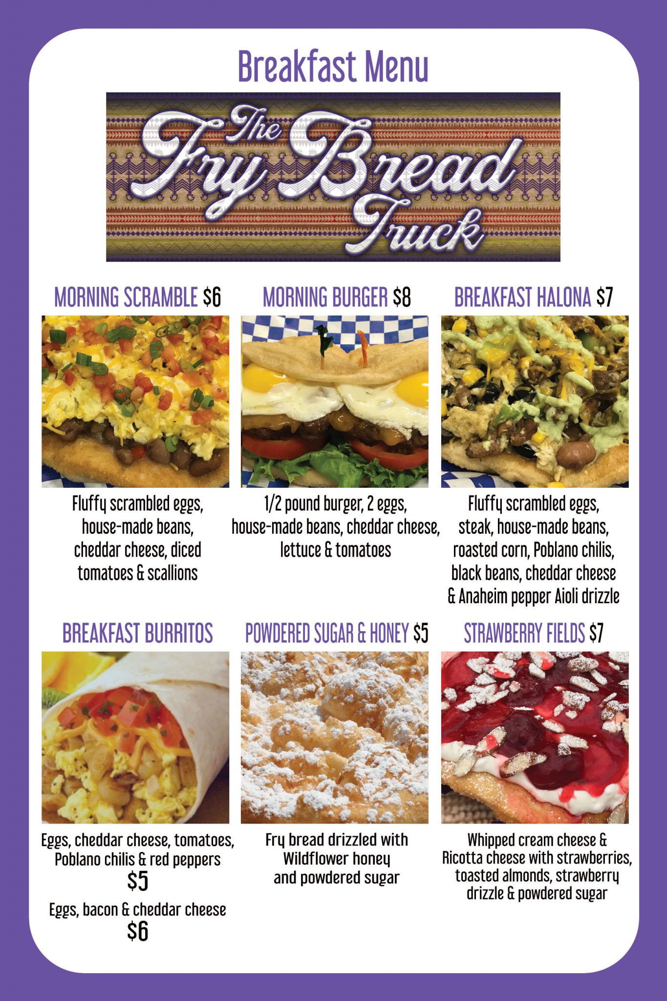 Menu The Fry Bread Truck Menu The Fry Bread Truck